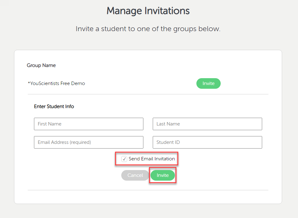 How do I send individual email invitations?