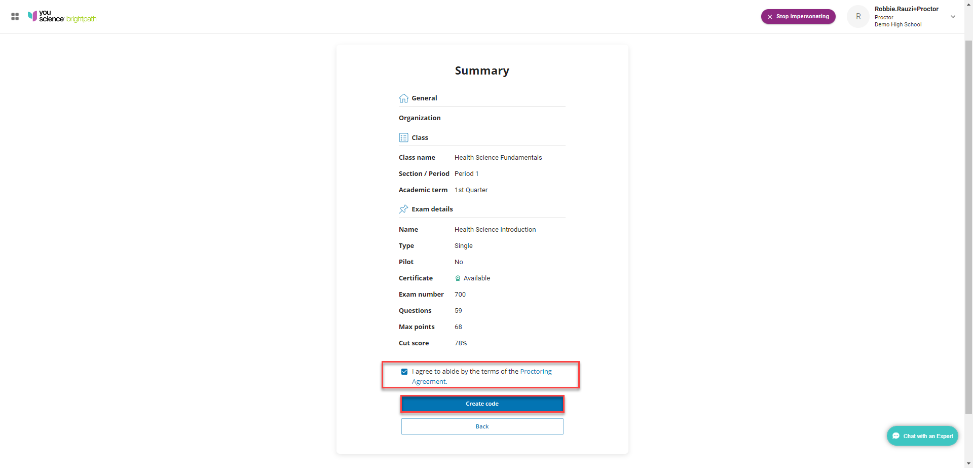 How do I add exam codes for my proctors?