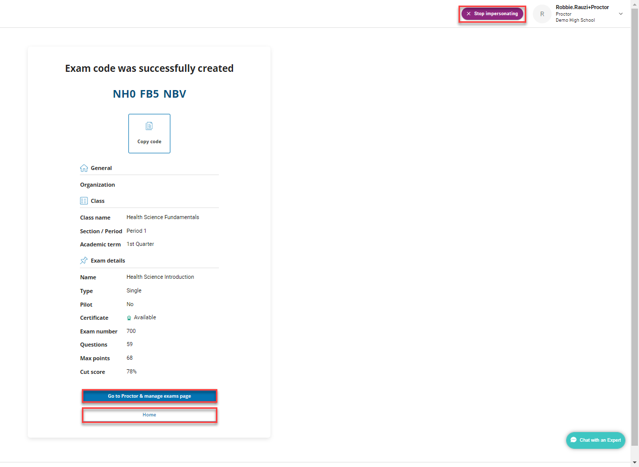 How do I add exam codes for my proctors?