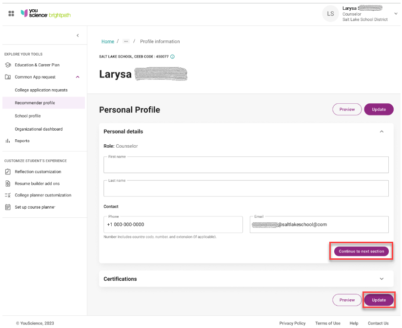 Common App: Counselor instructions