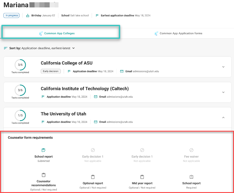 Common App: Counselor instructions